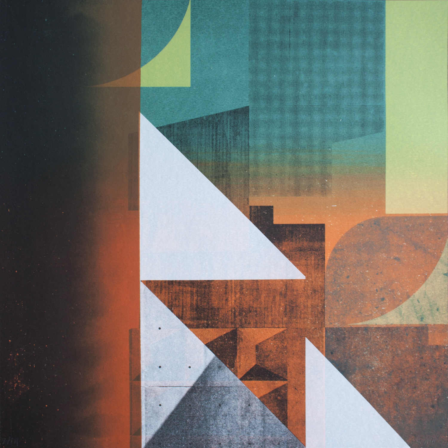 Shape / Texture IIII - Abstract Architectural Square Screenprint